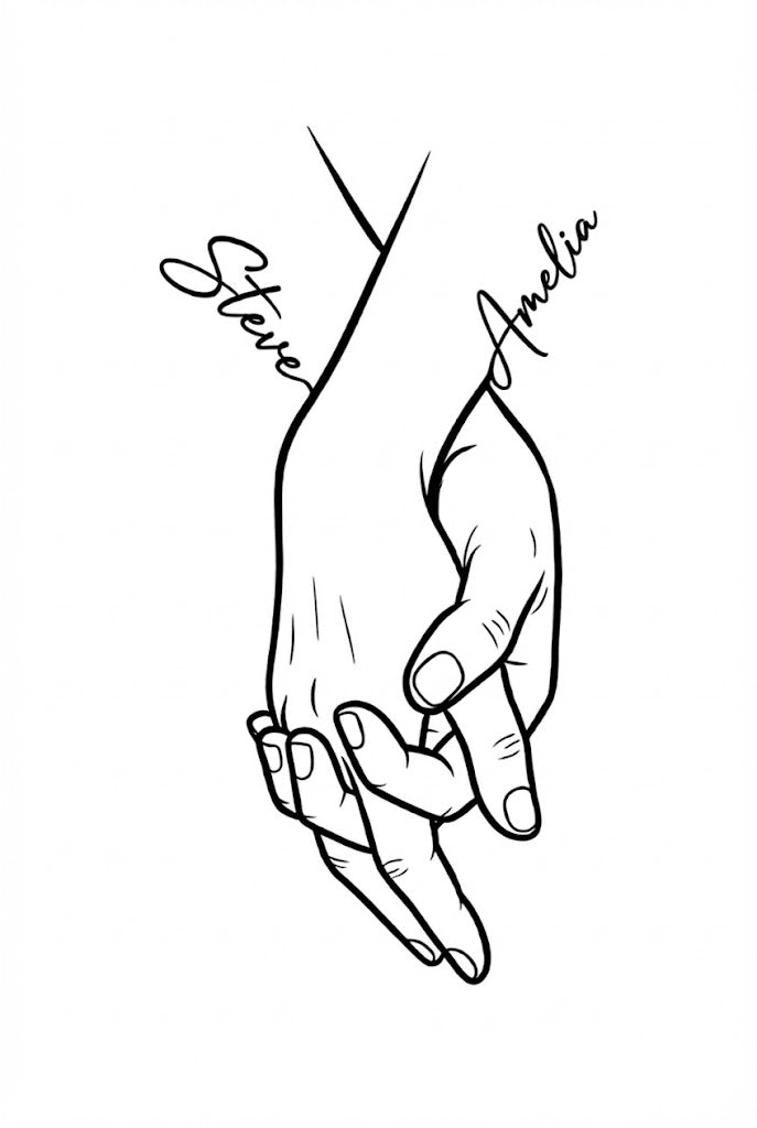 Personalised Name & Hand Line Drawing Print – Bellisima UK